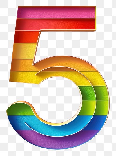 PNG Rainbow number 5 symbol | Premium PNG - rawpixel