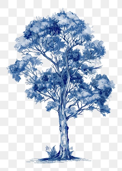PNG Tree drawing blue art. | Free PNG - rawpixel