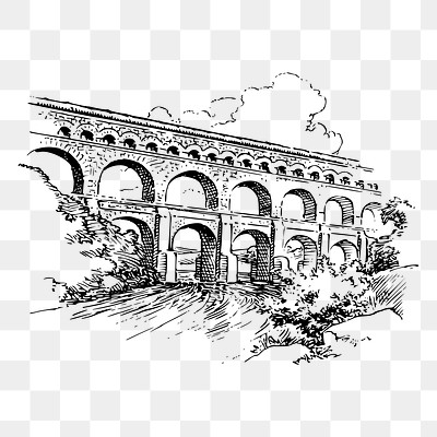 Roman bridge png sticker illustration, | Free PNG - rawpixel