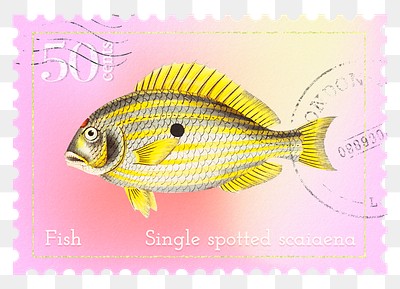 Yellow fish png post stamp | Premium PNG - rawpixel