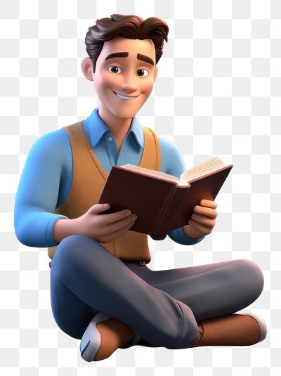 PNG Reading sitting smiling cartoon. | Premium PNG - rawpixel