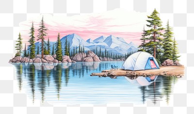 PNG Lake camping outdoors drawing | Premium PNG - rawpixel