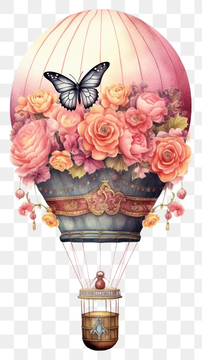 PNG Balloon aircraft flower flying. | Premium PNG - rawpixel
