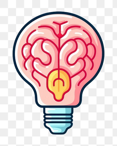 PNG Lightbulb cartoon brain illuminated. | Premium PNG - rawpixel