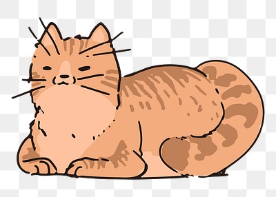 Png relaxed cat doodle sticker, | Premium PNG - rawpixel