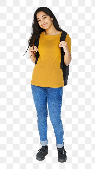 Backpack girl png, transparent background | Premium PNG - rawpixel