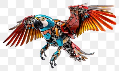PNG Cyborg parrot flying animal | Free PNG - rawpixel