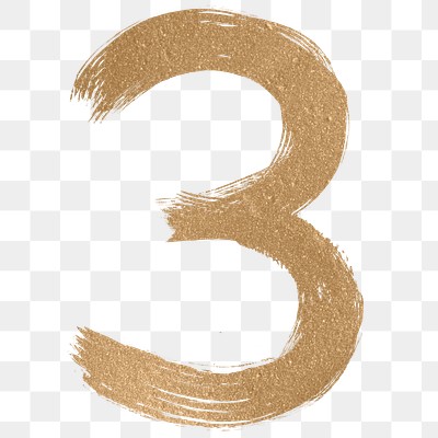 Transparent gold number 3 brushed | Free PNG Sticker - rawpixel
