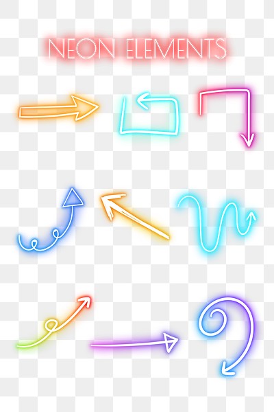Neon arrows sign set design | Premium PNG - rawpixel