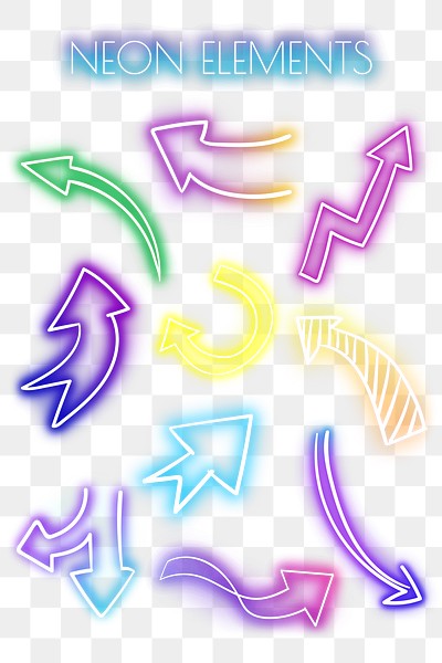 Neon arrows sign set design | Premium PNG - rawpixel