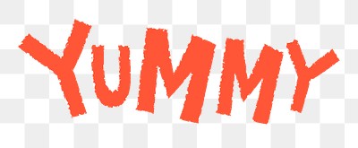 Yummy doodle typography design element | Premium PNG - rawpixel