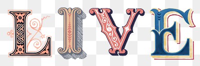 Live word png retro victorian | Premium PNG Sticker - rawpixel