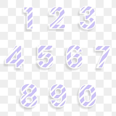 Numbers striped typography png font | Premium PNG - rawpixel