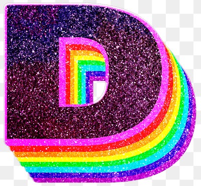 D letter layered rainbow glitter | Premium PNG Sticker - rawpixel