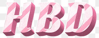 Png HBD word pink striped | Free PNG Sticker - rawpixel