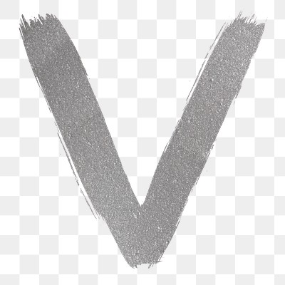 Transparent letter v silver brush | Free PNG Sticker - rawpixel