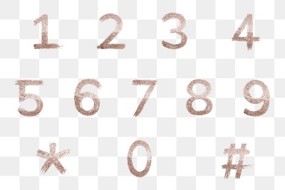 Transparent painted gold rose numbers | Premium PNG - rawpixel