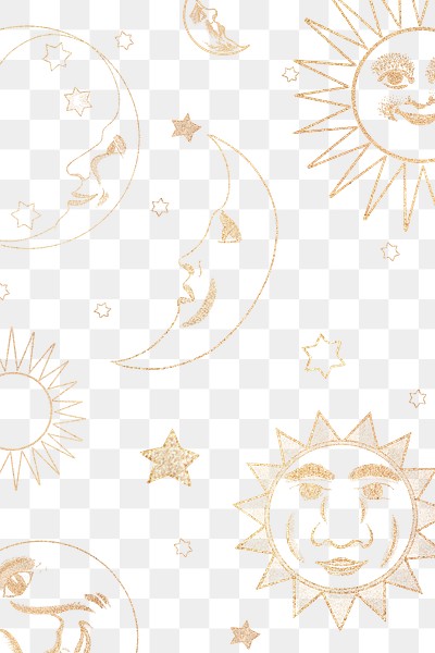 Gold celestial sun moon and | Premium PNG - rawpixel