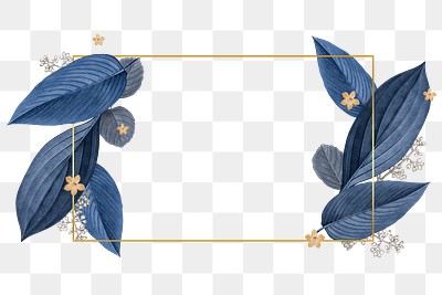 Blue leaves rectangle frame design | Premium PNG - rawpixel