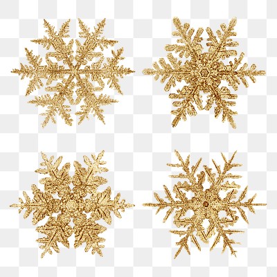 Christmas gold snowflake transparent set | Premium PNG - rawpixel