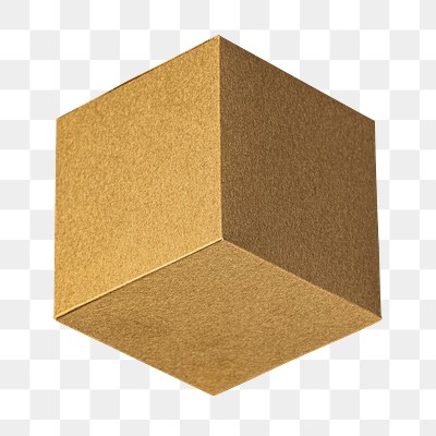 3D golden cubic shaped paper | Premium PNG Sticker - rawpixel