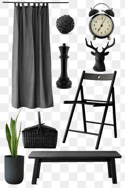 Black home decoration items set | Premium PNG - rawpixel