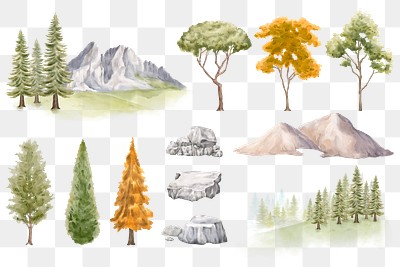 PNG watercolor forest, nature collage | Premium PNG - rawpixel