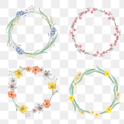 Round flowers frame mixed set | Premium PNG - rawpixel