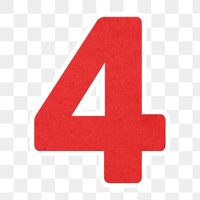 Red number four sticker design | Free PNG Sticker - rawpixel