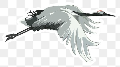 Vectorized red-crowned crane bird sticker | Premium PNG Sticker - rawpixel