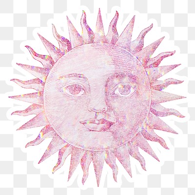 Pink holographic sun face sticker | Premium PNG Sticker - rawpixel