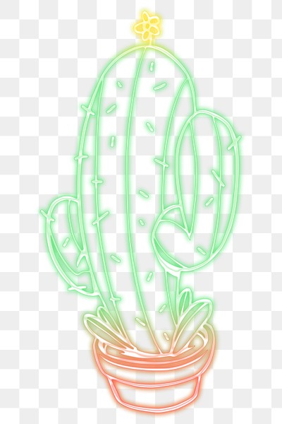 Glowing neon green saguaro cactus | Premium PNG Sticker - rawpixel