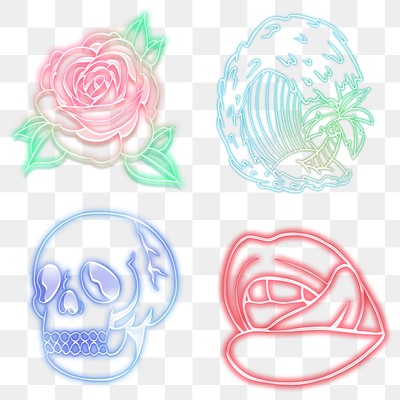 Cool neon sticker collection design | Premium PNG - rawpixel