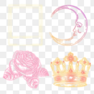Cute neon sticker set design | Premium PNG - rawpixel