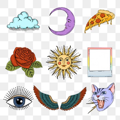 Colorful sticker set design element | Premium PNG - rawpixel