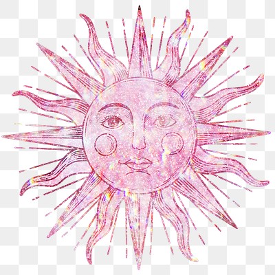 Pink holographic sun face sticker | Premium PSD - rawpixel