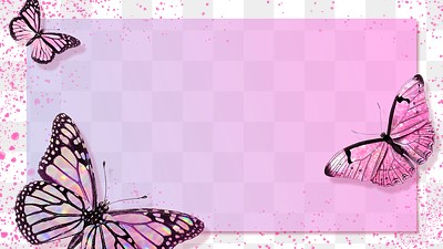 Rectangle pink butterfly frame design | Premium PNG - rawpixel