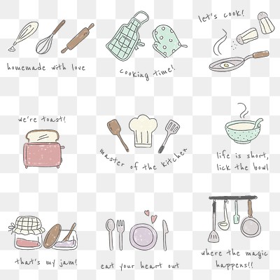 Cute kitchen stickers journaling set | Premium PNG - rawpixel