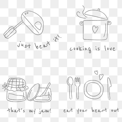 Cute cooking utensils doodle stickers | Premium PNG - rawpixel