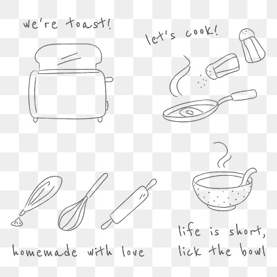 Cute cooking utensils doodle stickers | Premium PNG - rawpixel