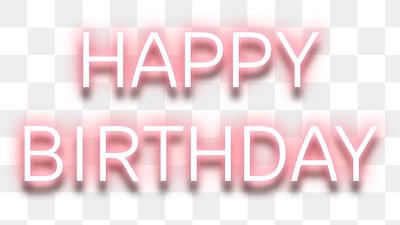 Pink neon happy birthday typography | Premium PNG Sticker - rawpixel
