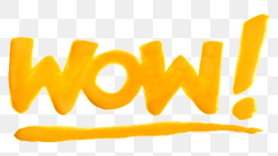Yellow WOW! oil paint typography | Premium PNG - rawpixel
