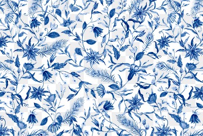 Png blue watercolor flower pattern | Free PNG - rawpixel
