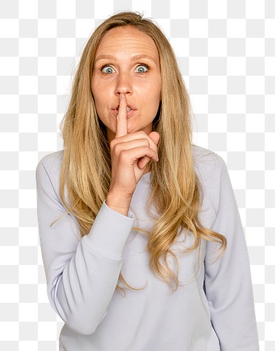 Woman shushing gesture mockup png | Premium PNG Sticker - rawpixel