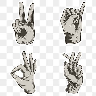 Cool hand sign sticker set | Premium PNG - rawpixel
