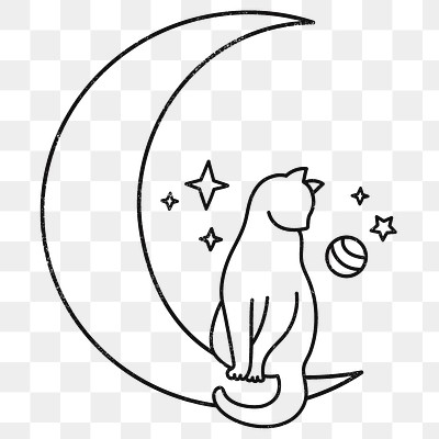Moon cat png sticker, doodle, | Premium PNG - rawpixel