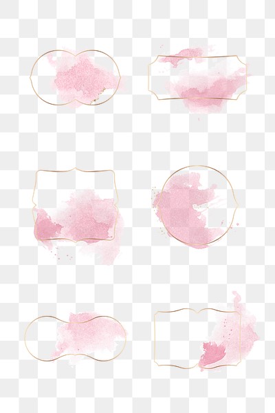 Gold badge with pink watercolor | Free PNG - rawpixel