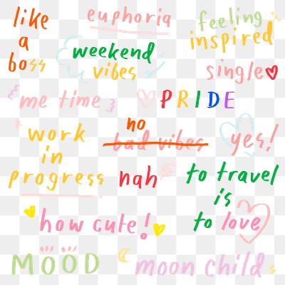 Cute pastel doodle typography design | Premium PNG - rawpixel