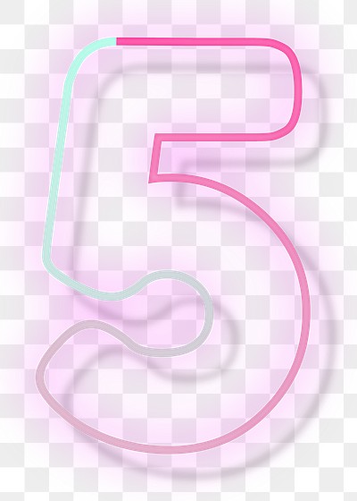 Gradient pink neon number 5 | Premium PNG Sticker - rawpixel