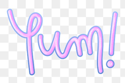 Png pink yum! calligraphy food | Premium PNG Sticker - rawpixel